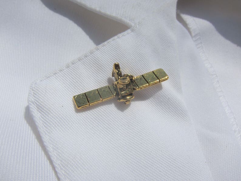 Gold Satellite Lapel Pin CC210G Science and Space Pins for - Etsy