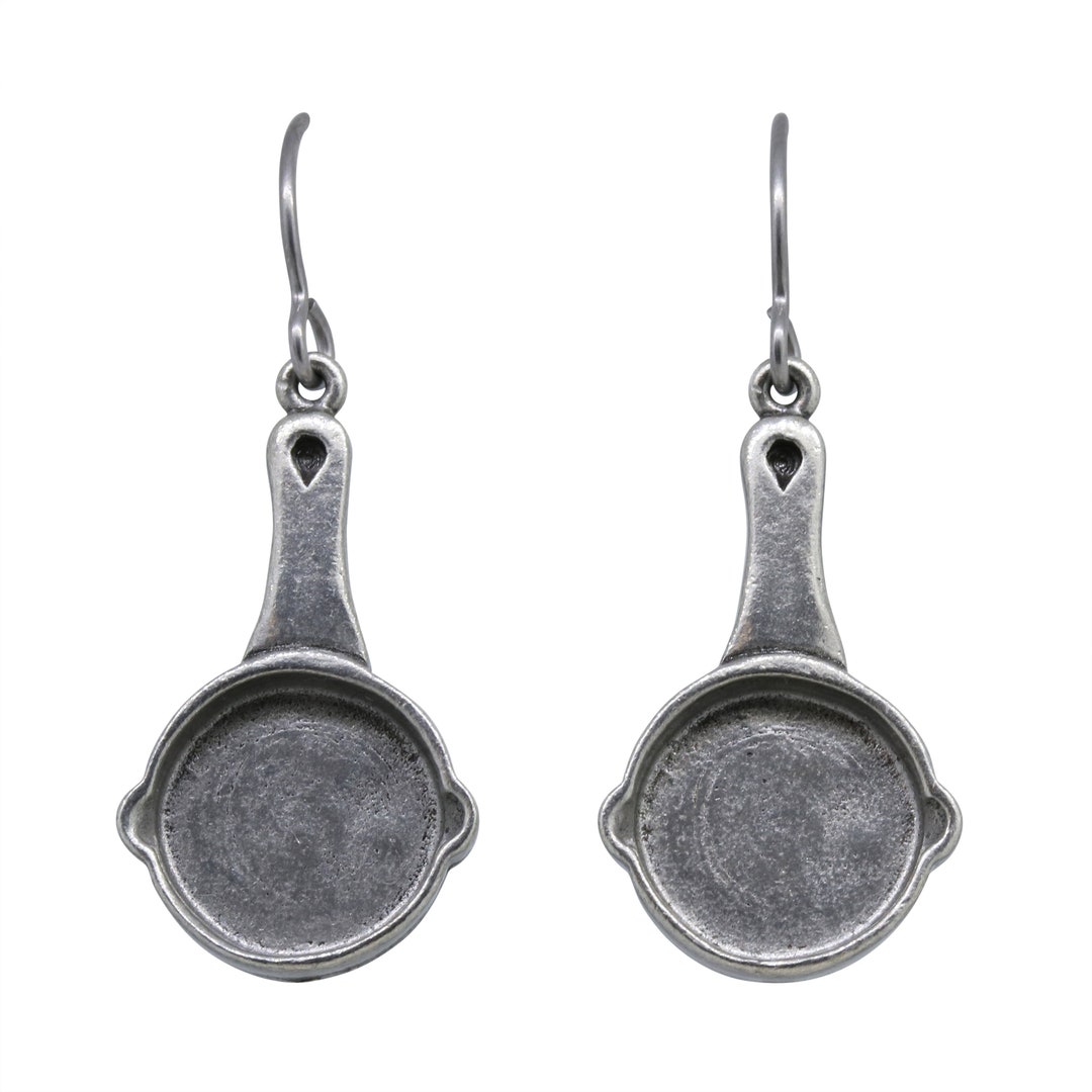 Frying Pan Pewter Dangle Earrings-lt105- Skillet, Cooking, Chef, and ...