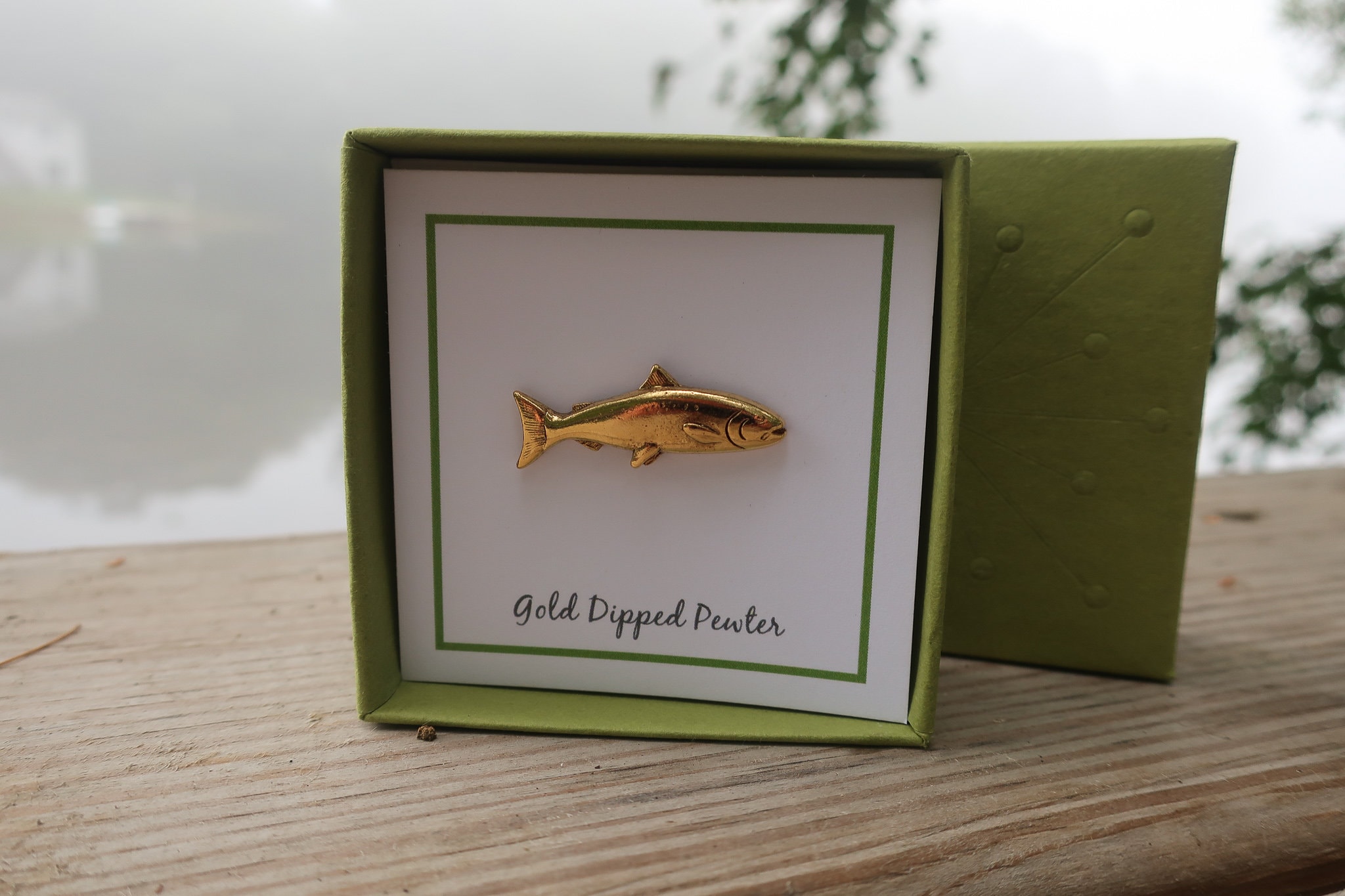 Salmon Gold Dipped Pewter Lapel Pin CC126G Fish and Fishing | Etsy