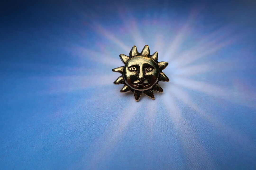 Gold Sunface Lapel Pin- CC393G- Sunface, Solstice, Sun, and Sunshine ...