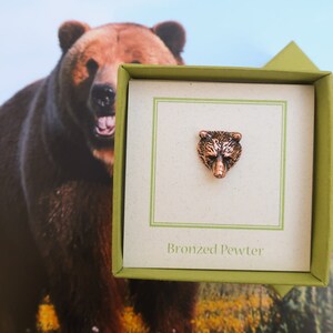 Bear Head Copper Dipped Pewter Lapel Pin- CC542C- Bears, Wildlife, Zoo ...