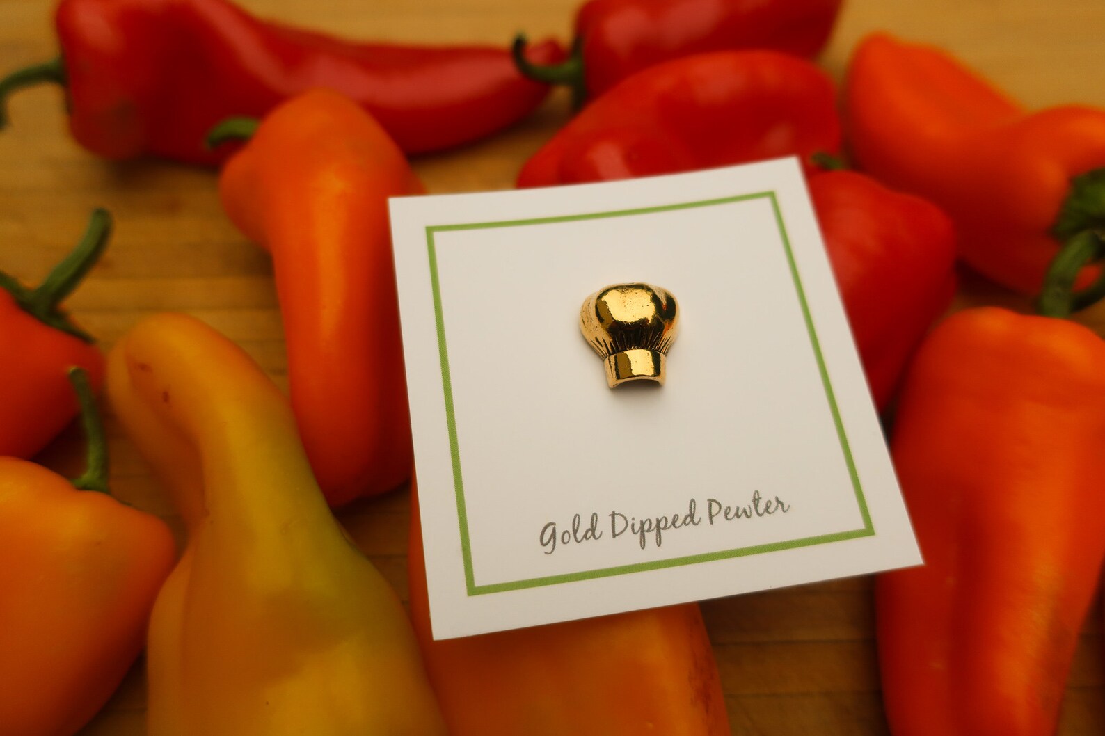 Chef's Hat Gold Dipped Pewter Lapel Pin - CC194G- Culinary and Kitchen ...
