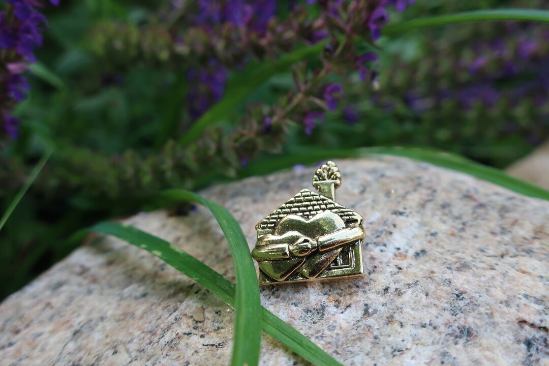 Gold Home, Heart, Hands Lapel Pin- CC336G- Home, House, and ...