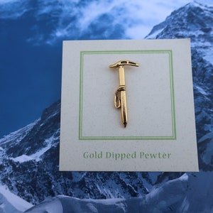 Mountaineering Axe Gold Dipped Pewter Lapel Pin - CC523G- Climbing ...