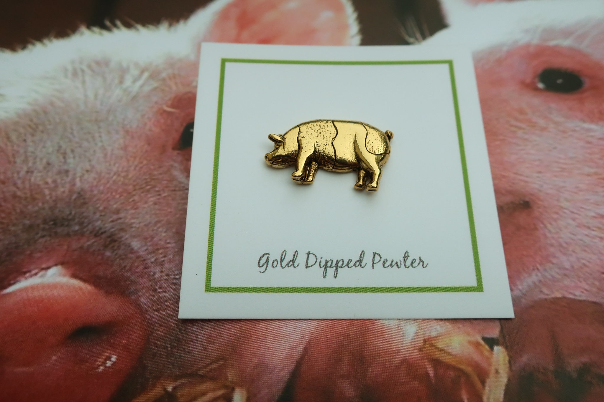 Pig Gold Dipped Pewter Lapel Pin- CC102G- 4H, Livestock, Farm, Piglets ...
