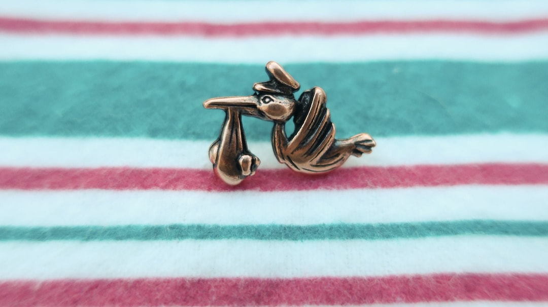 Stork Copper Dipped Pewter Lapel Pin- CC552C- Baby, Baby Shower and ...