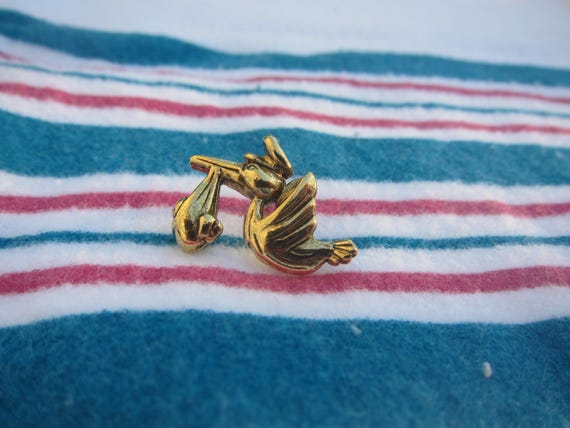 Gold Stork Lapel Pin CC552G Baby Baby Shower and Labor and | Etsy