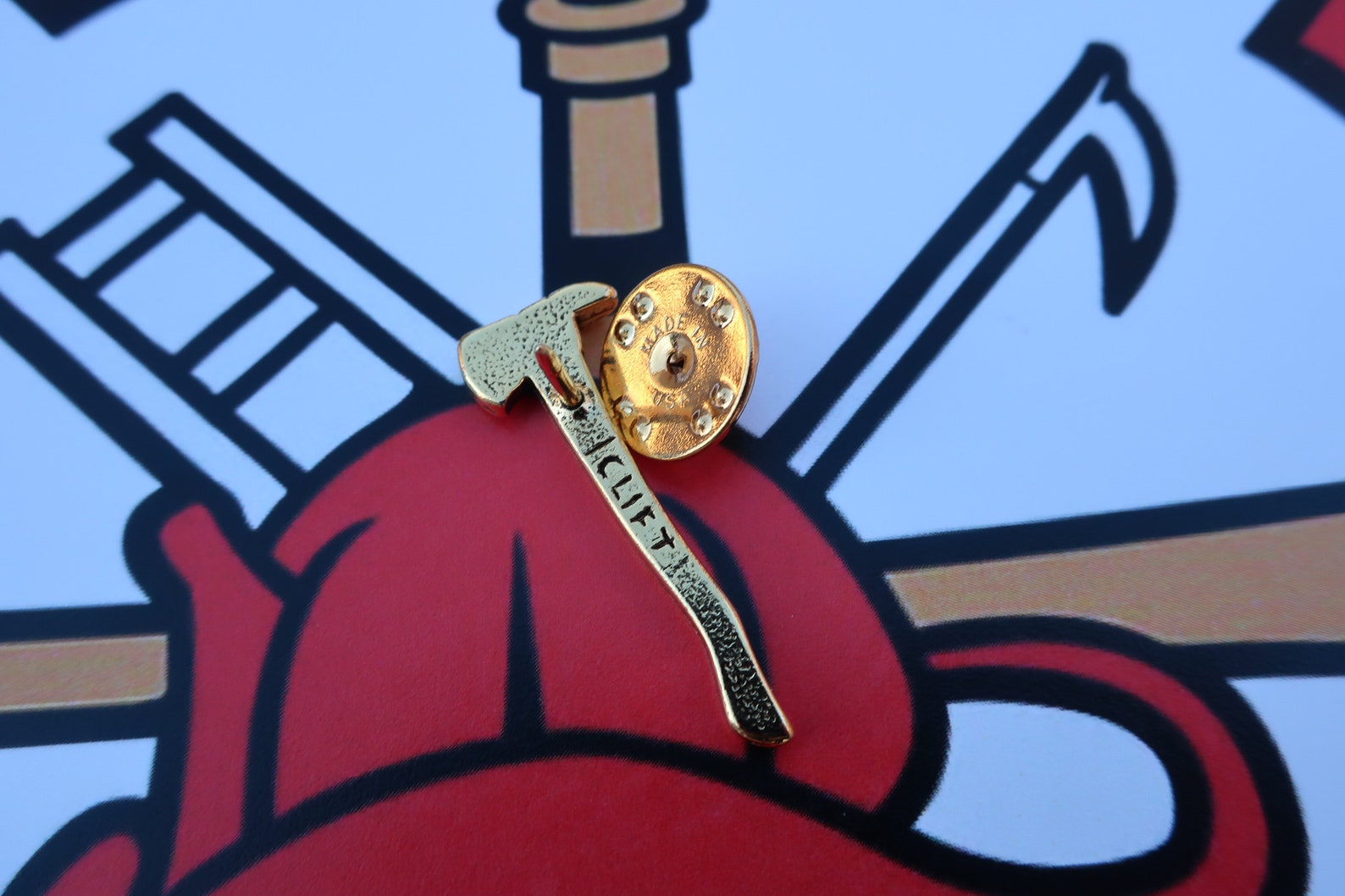 Fireman's Axe Gold Dipped Pewter Lapel Pin- CC462G- Firefighter, Rescue ...