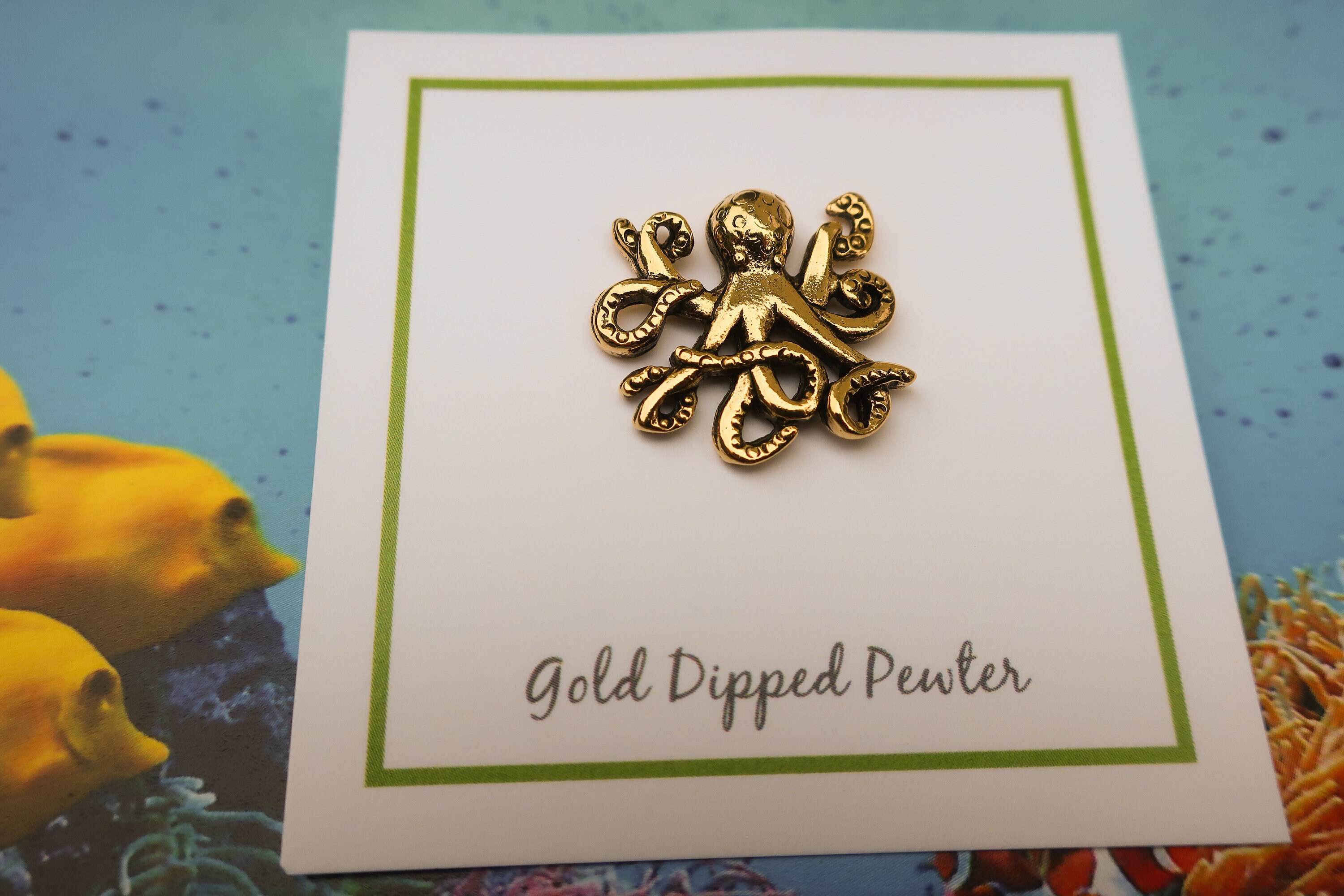Octopus Gold Dipped Pewter Lapel Pin- CC661G- Octopuses, Aquarium ...