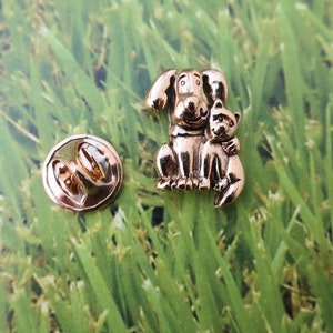 Dog and Cat Gold Dipped Pewter Lapel Pin - CC382G- Pet, Pet Adoption ...