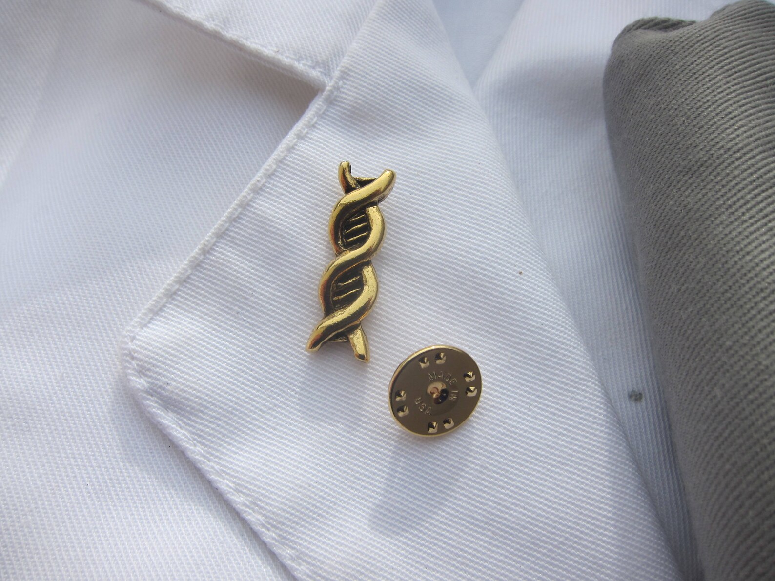 Gold Dipped Pewter DNA Lapel Pin CC577G Science and Genetic | Etsy