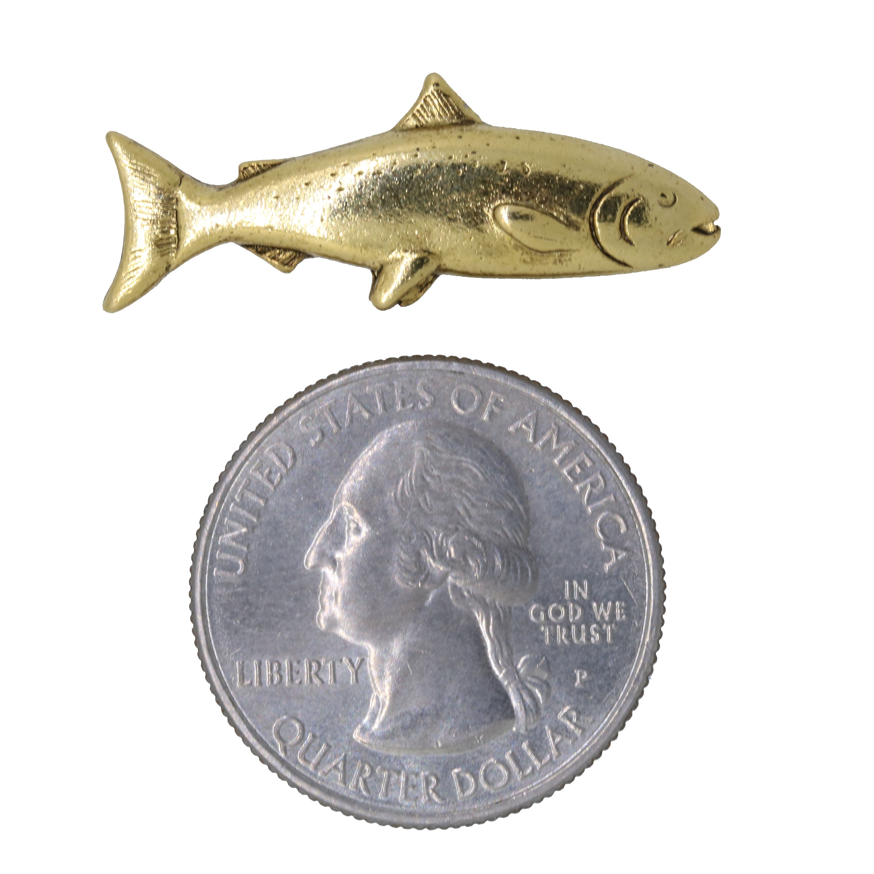 Salmon Gold Dipped Pewter Lapel Pin - CC126G- Fish and Fishing Pins and ...
