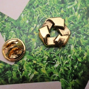 Recycle Gold Dipped Pewter Lapel Pin- CC644G- Recycle, Environment, 3 R ...