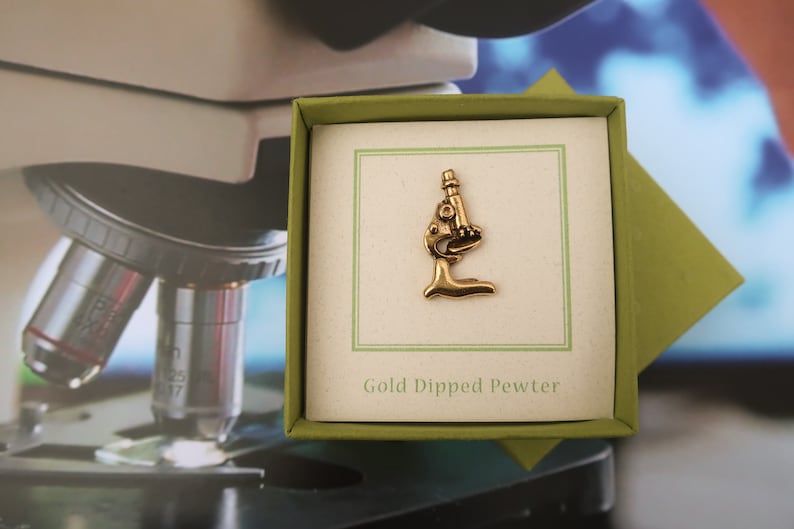 Gold Microscope Lapel Pin CC166G Science and Lab Pins for | Etsy