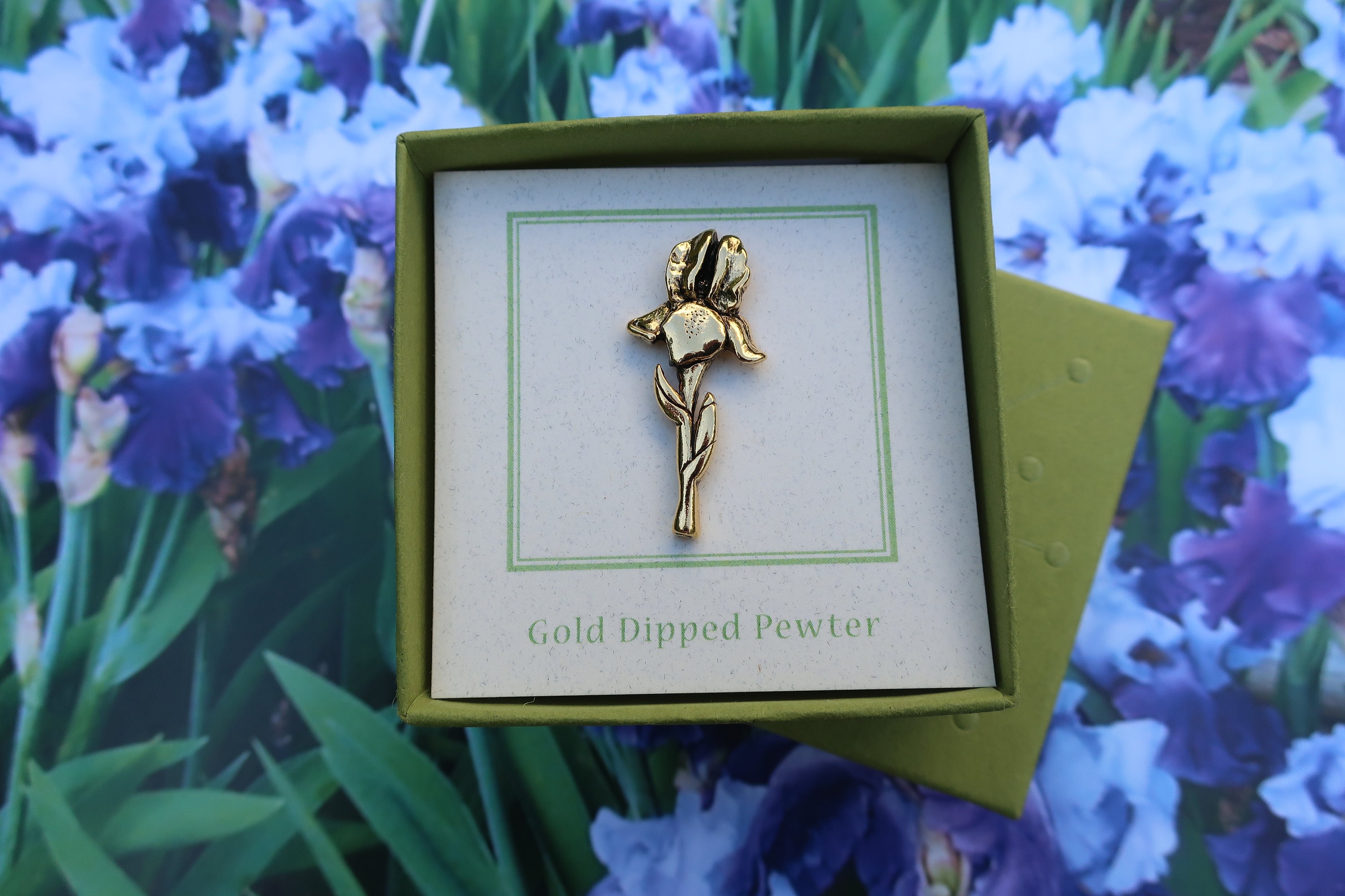 Gold Iris Lapel Pin CC621 Iris Flowers Perennials | Etsy