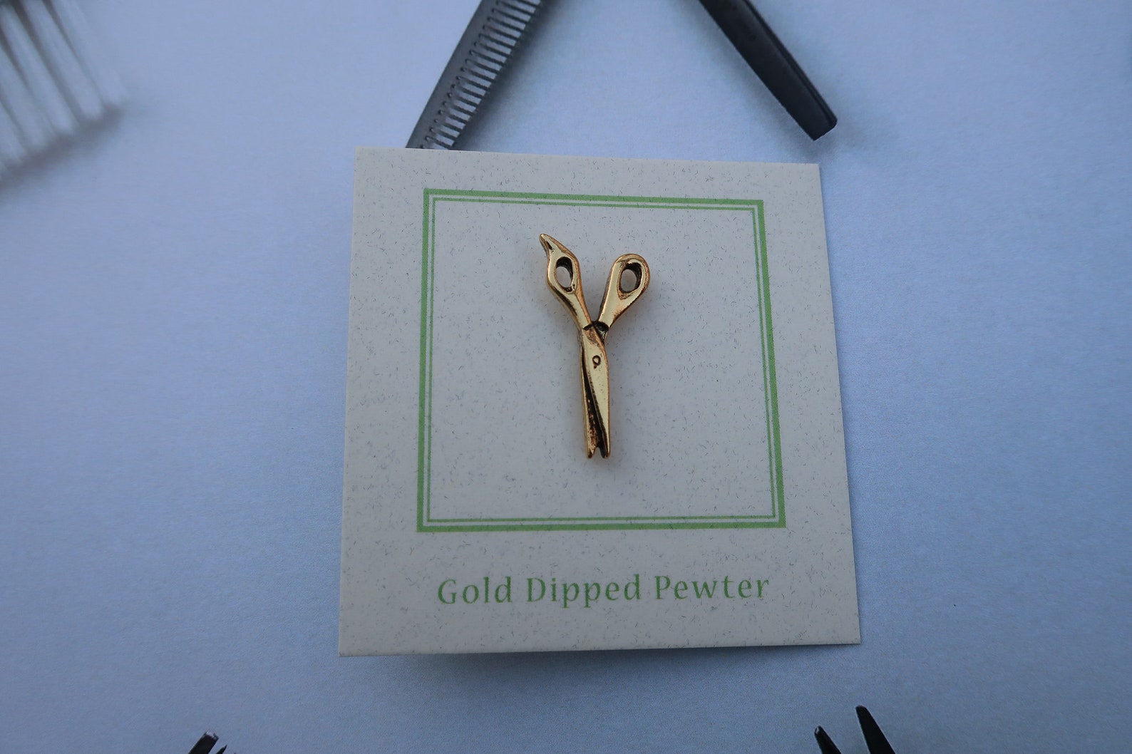 Scissors Gold Dipped Pewter Lapel Pin- CC231G- Hairdresser, Hairstylist ...