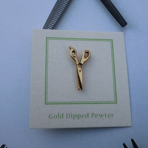 Scissors Gold Dipped Pewter Lapel Pin- CC231G- Hairdresser, Hairstylist ...