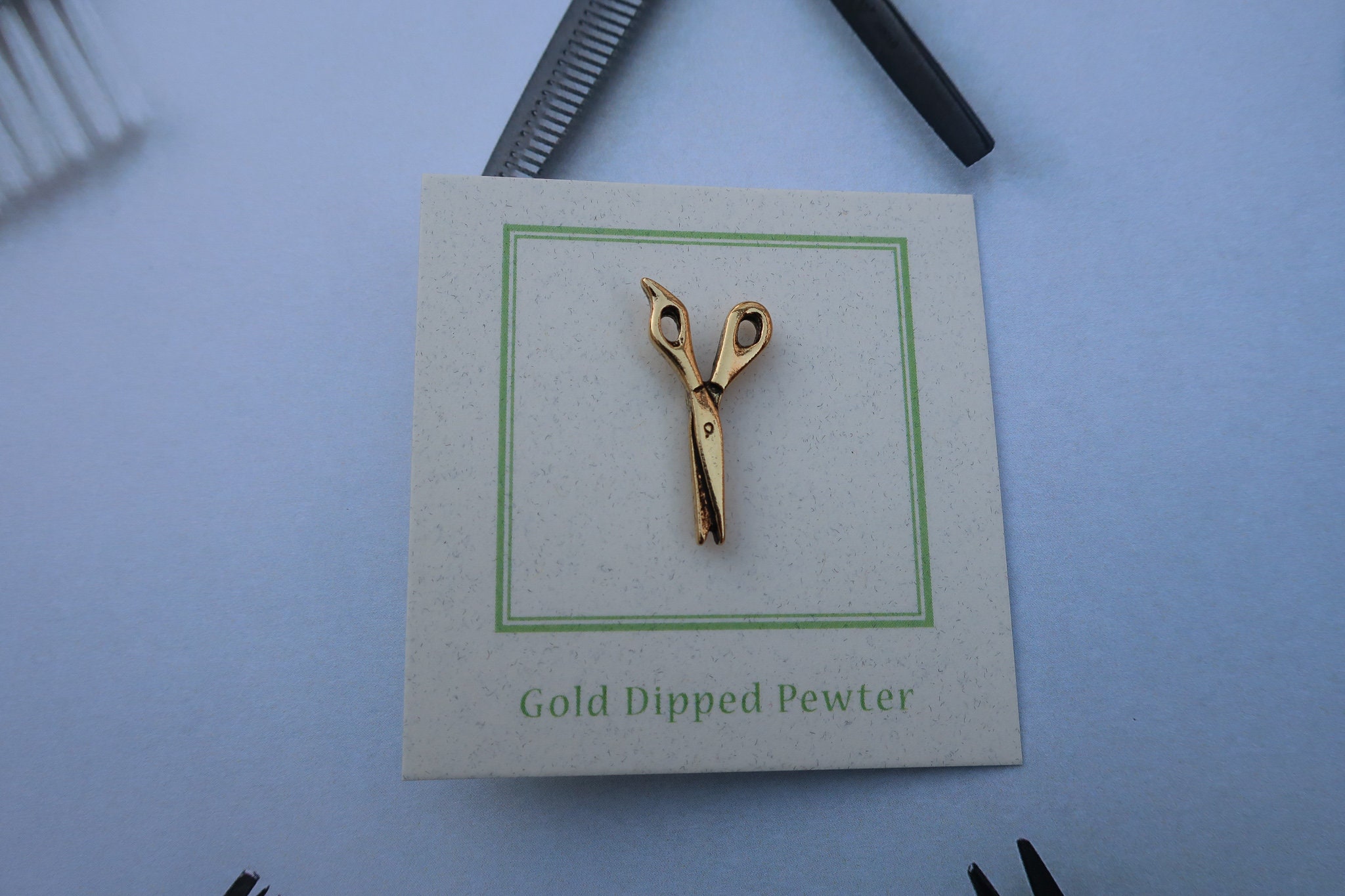 Scissors Gold Dipped Pewter Lapel Pin- CC231G- Hairdresser, Hairstylist ...