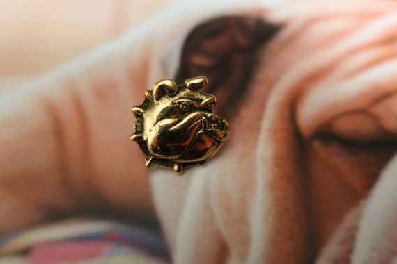 Bulldog Gold Dipped Pewter Lapel Pin CC537G English - Etsy