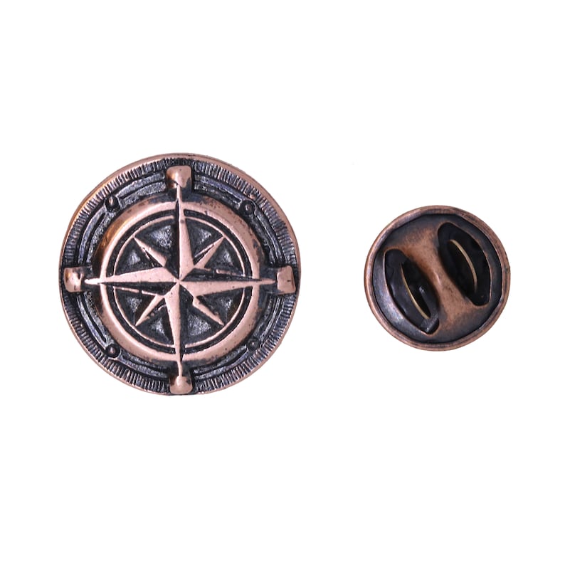 Compass Rose Copper Lapel Pin- CC709C- Compass, Wind of Roses, Cardinal ...