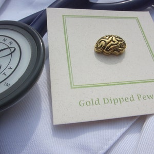 Gold Brain Lapel Pin - CC157G- Medical and Anatomy White Coat Pins for ...