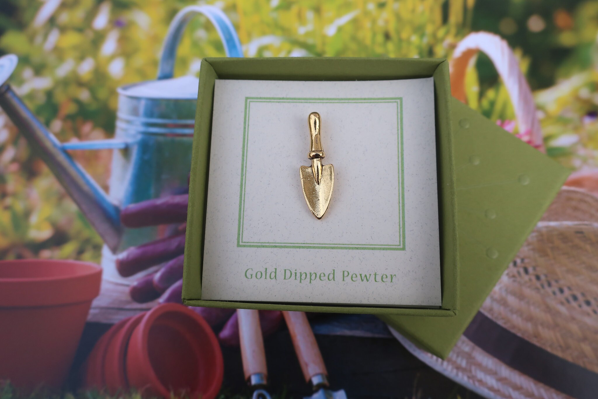 Gold Trowel Lapel Pin- CC155G- Gardening Tool Pins for Gardeners, Green ...
