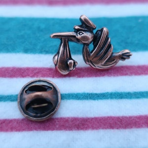 Stork Copper Dipped Pewter Lapel Pin- CC552C- Baby, Baby Shower and ...
