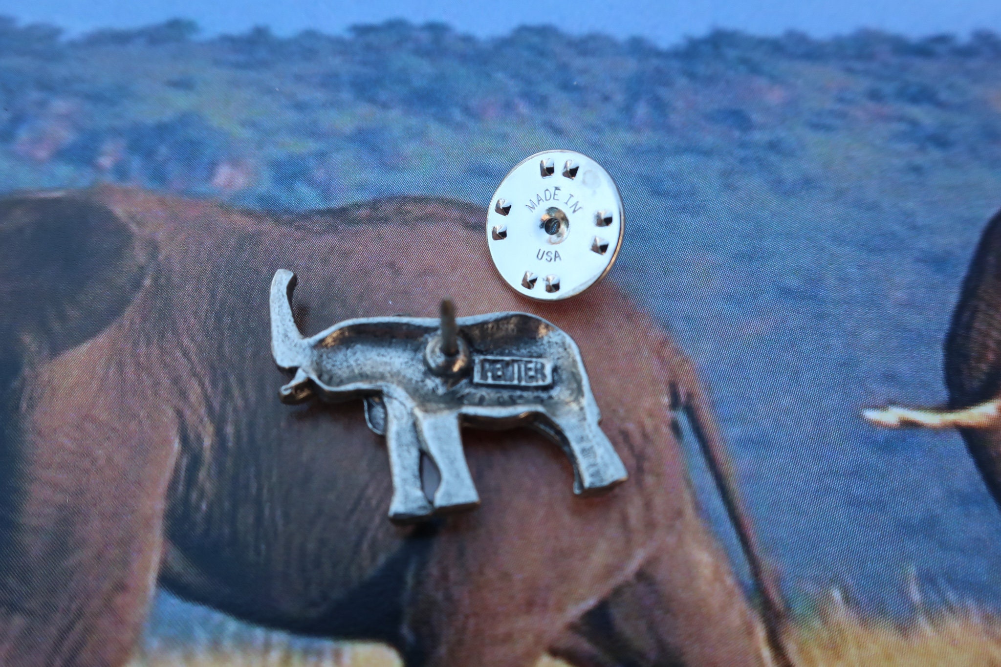 Elephant Lapel Pin- CC248- Elephant, Savannah, Asia and African Animals ...