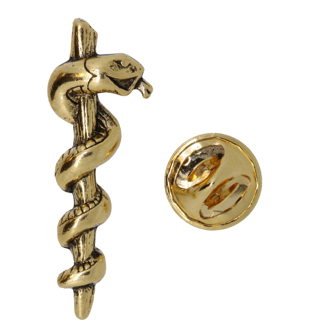 Rod of Asclepius Gold Lapel Pin CC701G International Symbol - Etsy