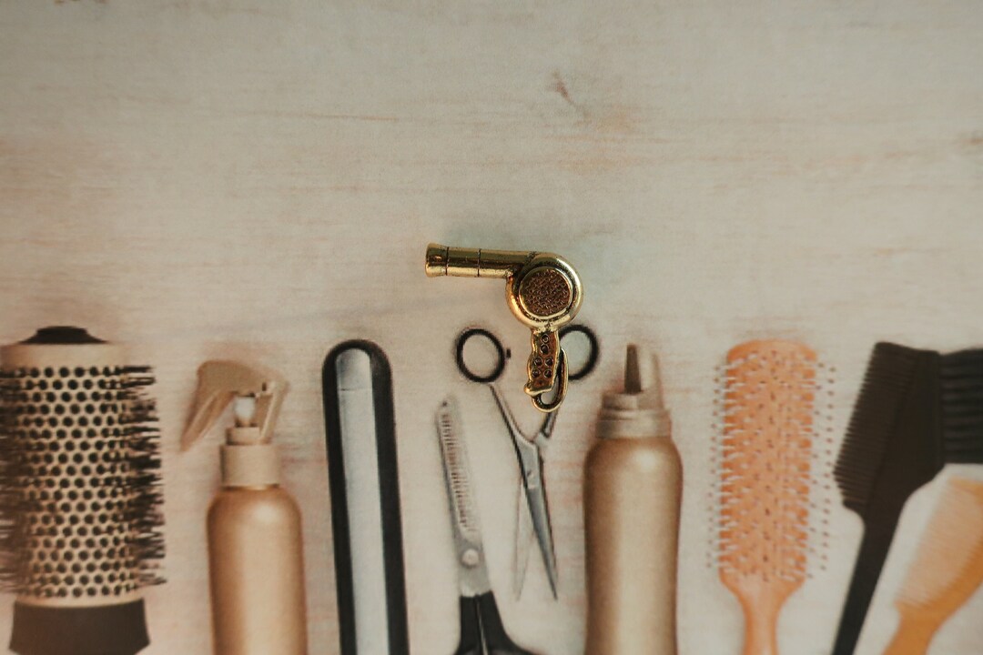 Hair Dryer Gold Lapel Pin - CC343G- Hair Dresser, Stylist, Cosmetology ...