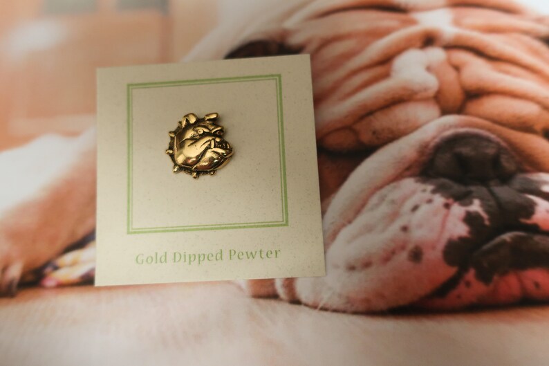 Bulldog Gold Dipped Pewter Lapel Pin CC537G English - Etsy