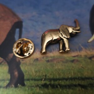 Elephant Gold Dipped Pewter Lapel Pin- CC248G- Elephant, Savannah, Asia ...