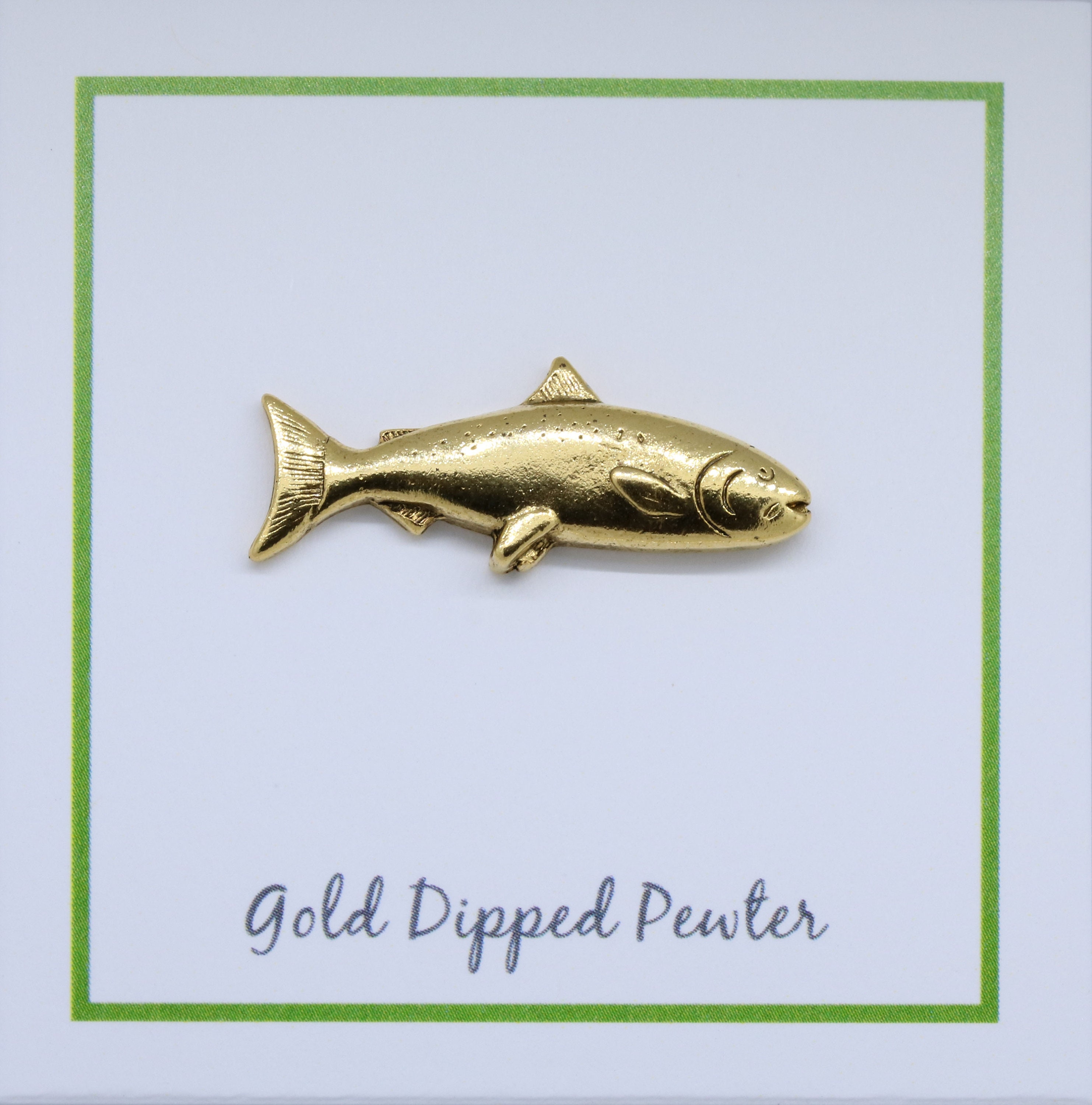 Salmon Gold Dipped Pewter Lapel Pin - CC126G- Fish and Fishing Pins and ...