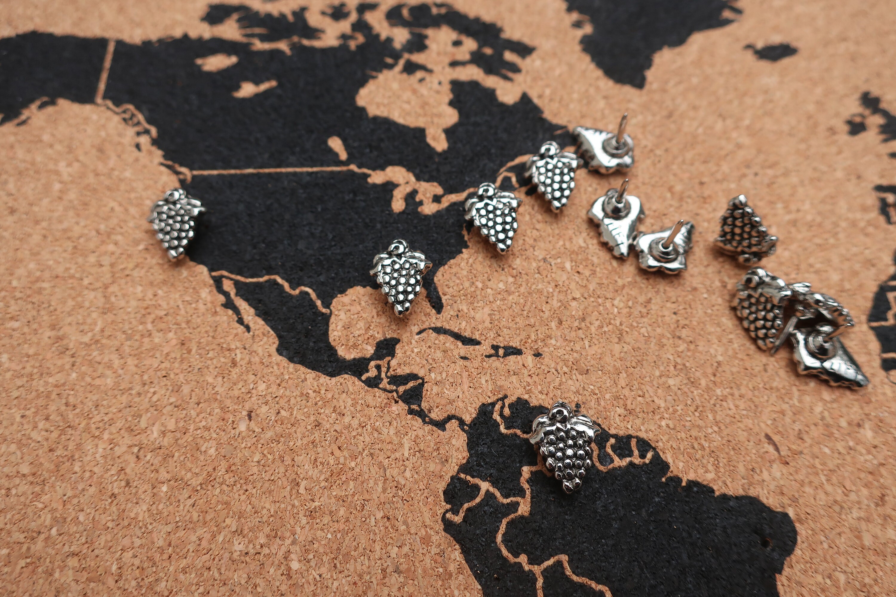Grape Map Pins Set of 10 Gold or Silver Finish MP111 - Etsy