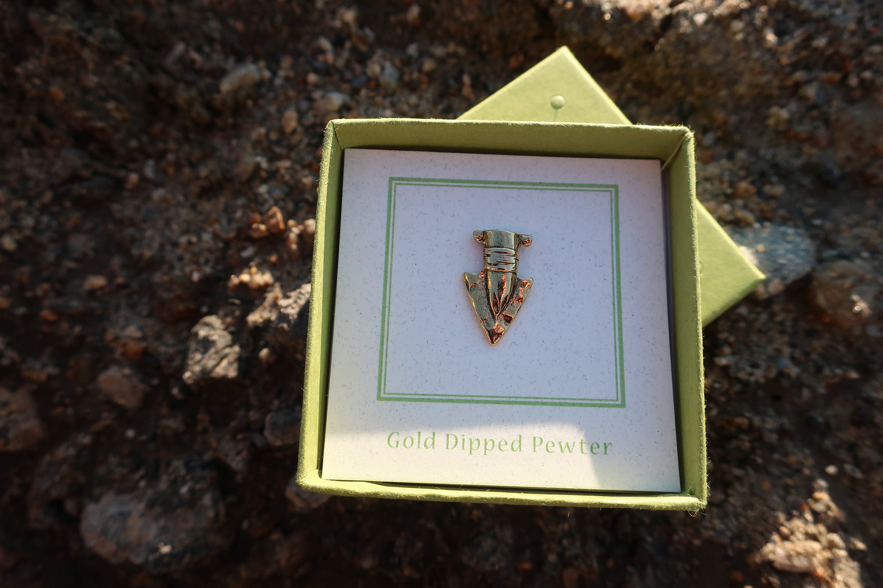 Gold Arrowhead Lapel Pin- CC410G- Arrows, Artifacts, Archery, Stone Age ...