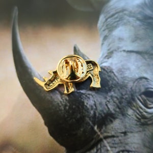 Rhinoceros Gold Dipped Pewter Lapel Pin - CC251G- Black Rhino, White ...