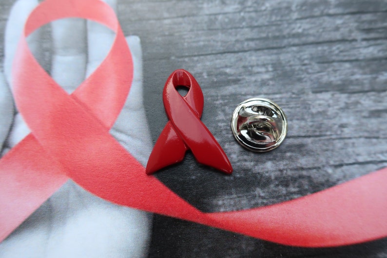 Red Ribbon Pin Raise Awareness for AIDS/HIV Alcohol Abuse | Etsy