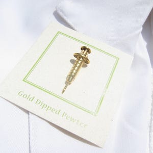 Syringe Gold Dipped Pewter Lapel Pin- CC427G- Medical and Hospital ...