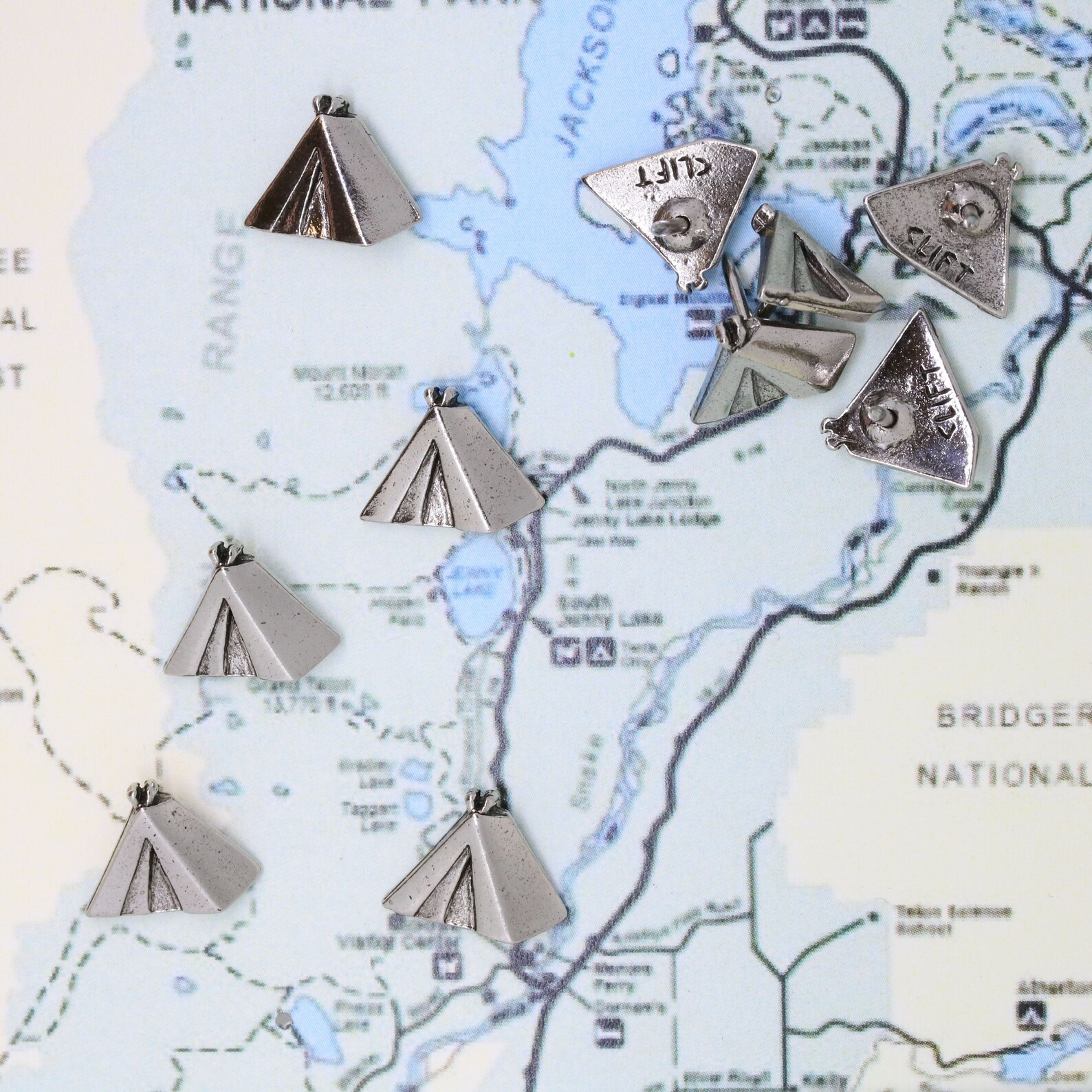 Tent Map Pins Set of 10 Gold or Silver MP102 Pinpoint Your - Etsy