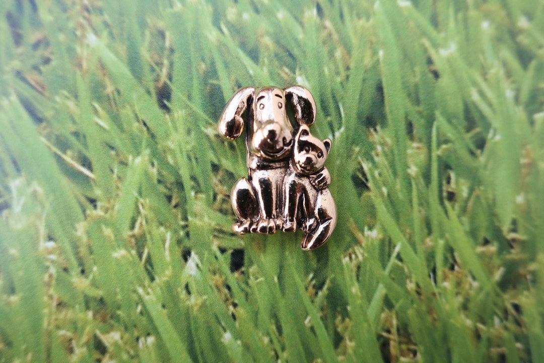Dog and Cat Gold Dipped Pewter Lapel Pin - CC382G- Pet, Pet Adoption ...