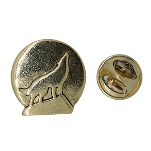 Howling Wolf Gold Dipped Pewter Lapel Pin- CC657G- Wolf, Wolves ...