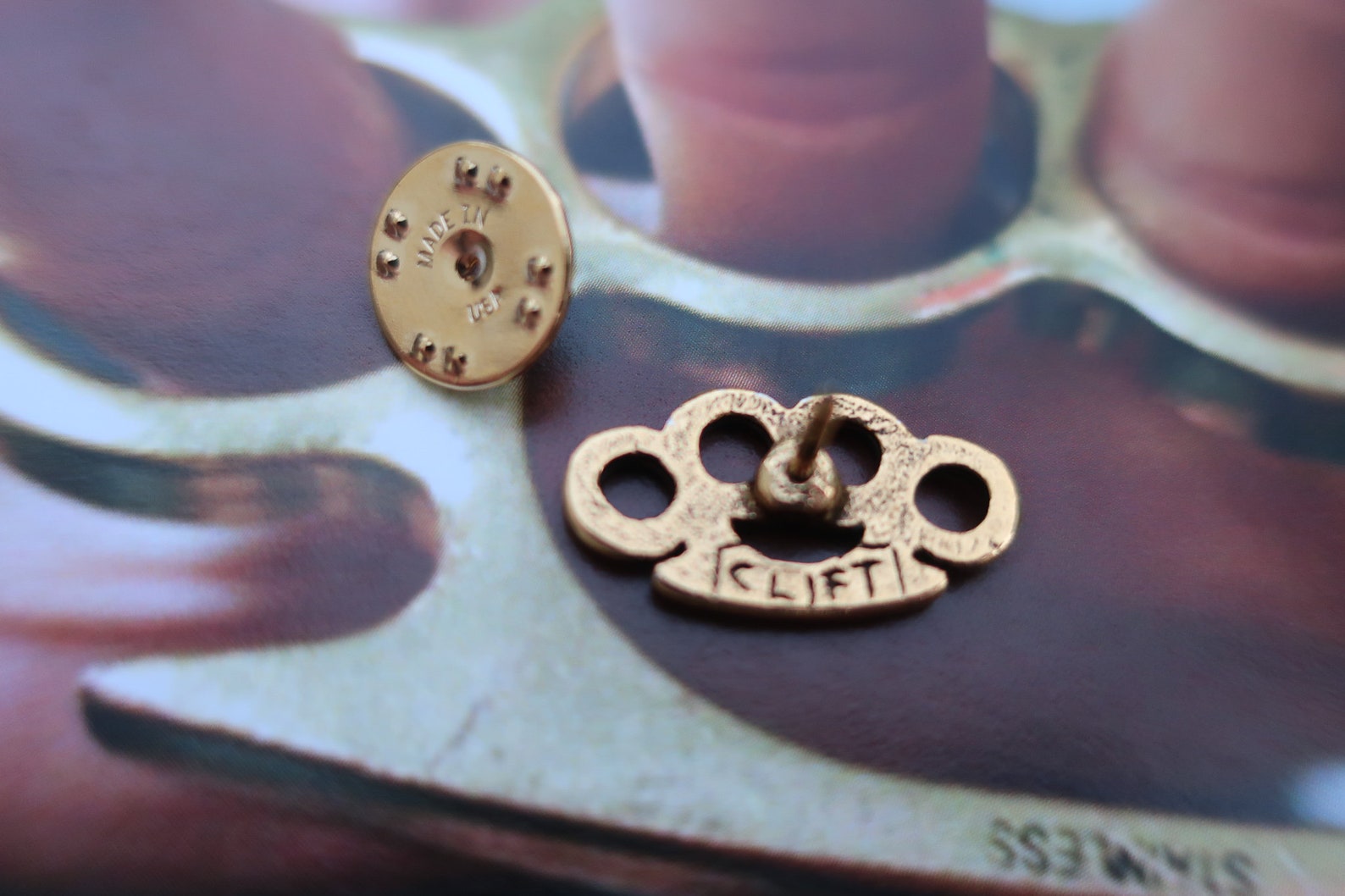 Brass Knuckles Lapel Pin in Gold-cc525g - Etsy