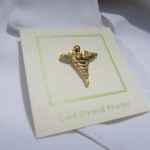 Gold Caduceus Lapel Pin- CC599G- Pharmacy, Medicine, Hospital, and ...