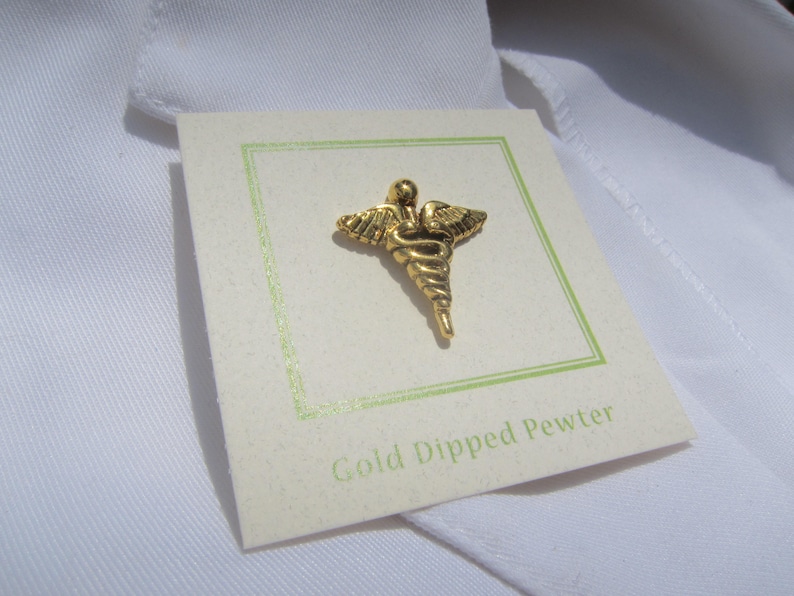 Gold Caduceus Lapel Pin- CC599G- Pharmacy, Medicine, Hospital, and ...