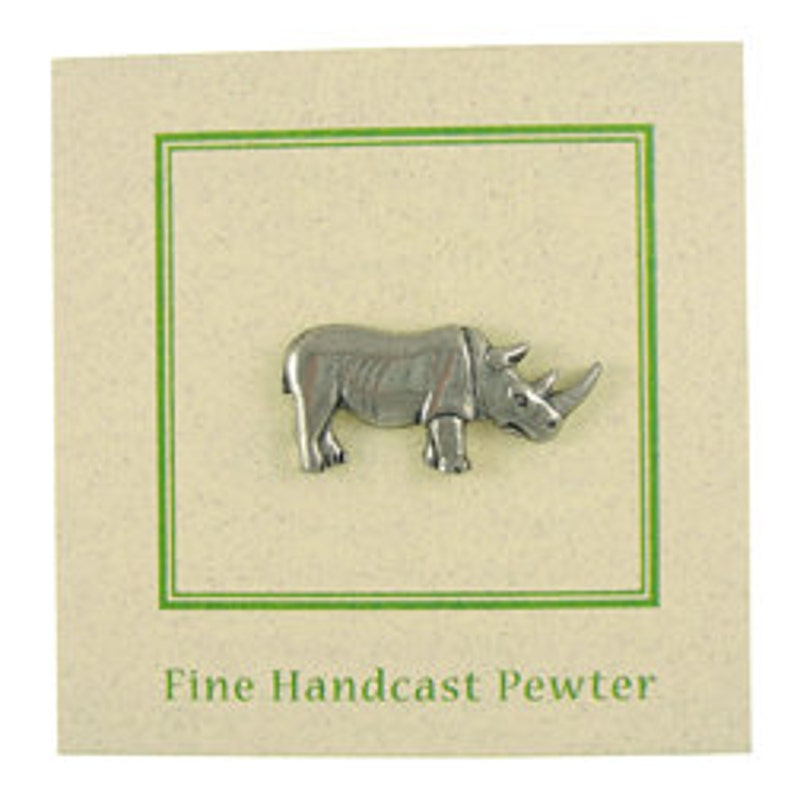 Rhinoceros Lapel Pin - CC251- Black Rhino, White Rhino, Rhino, Wildlife ...