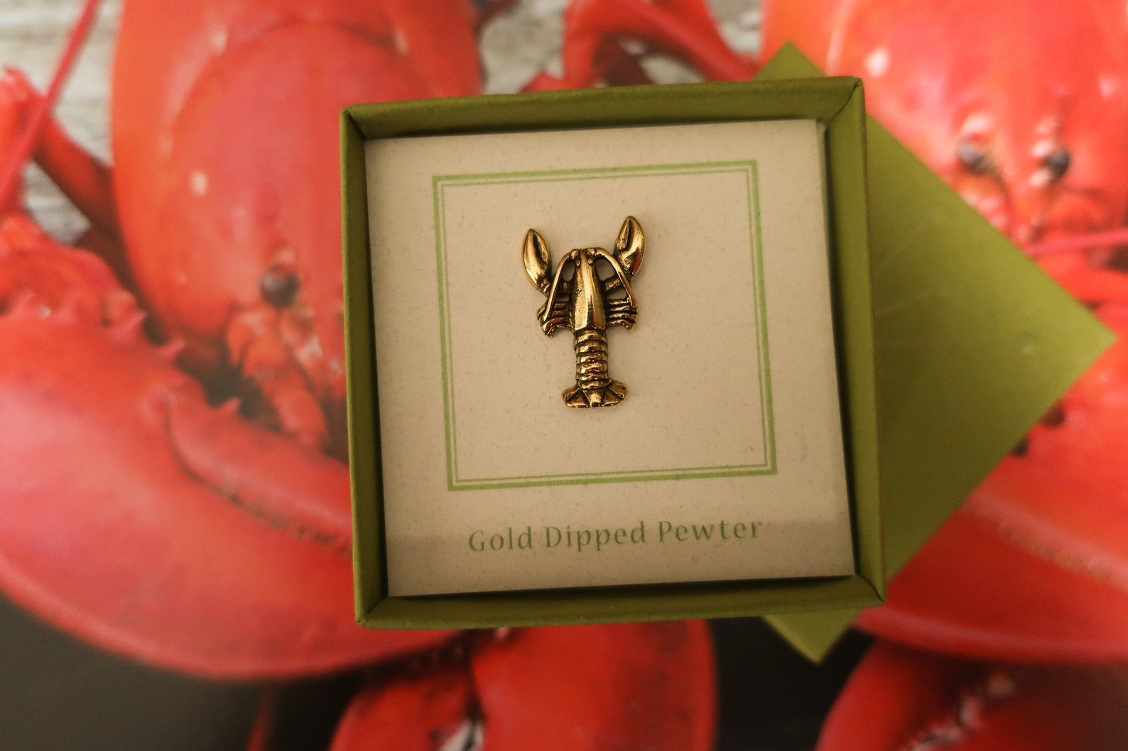 Lobster Gold Dipped Pewter Lapel Pin- CC112G- Marine Crustaceans ...