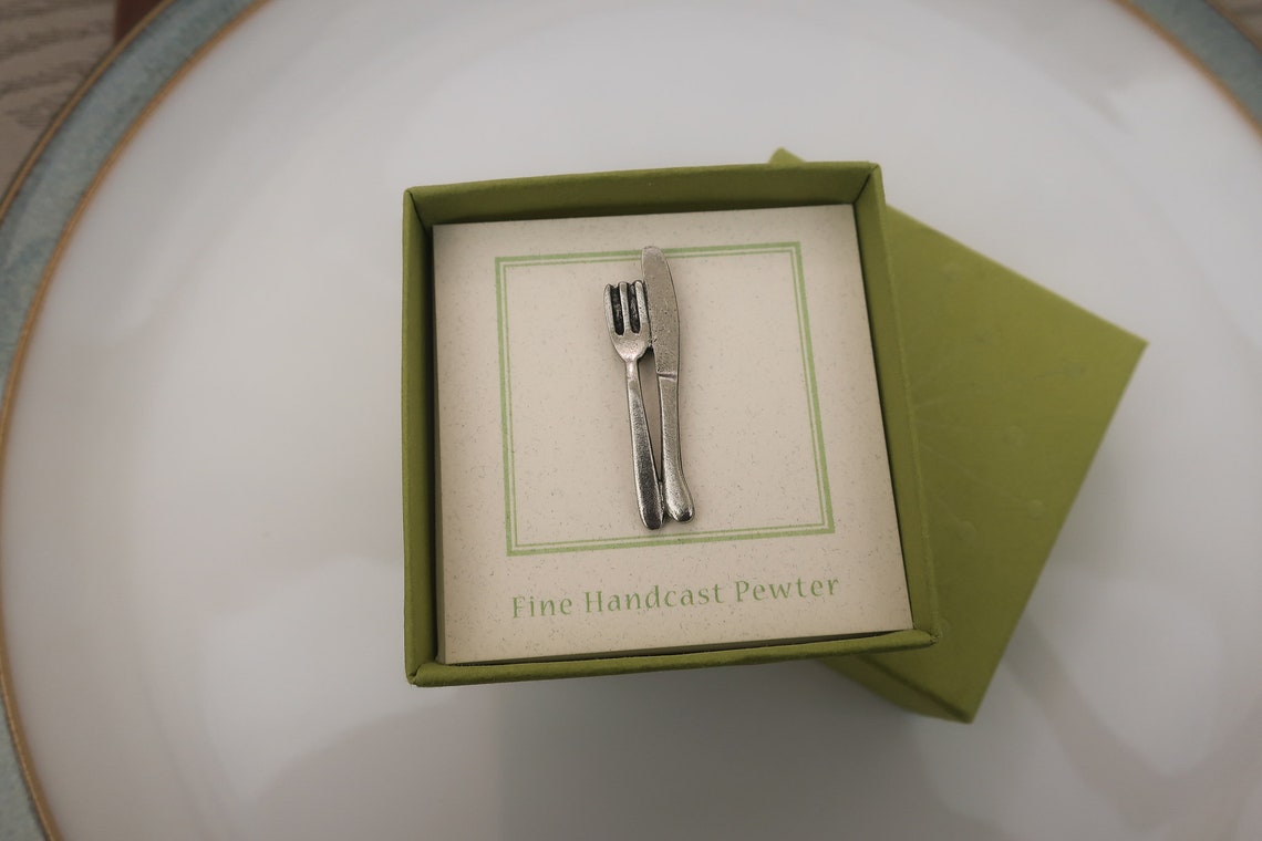 Fork and Knife Pewter Lapel Pin CC547 Fork Utensils | Etsy