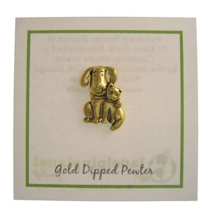Dog and Cat Gold Dipped Pewter Lapel Pin - CC382G- Pet, Pet Adoption ...