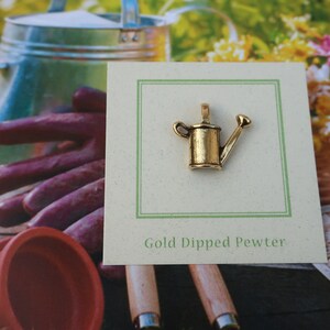 Watering Can Gold Dipped Pewter Lapel Pin- CC161G- Watering Can, Garden ...