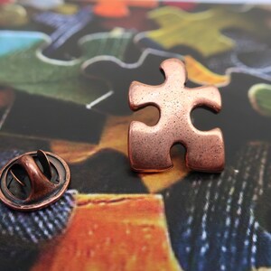 Copper Puzzle Piece Lapel Pin- CC372C- Essential Piece, Jigsaw Puzzle ...